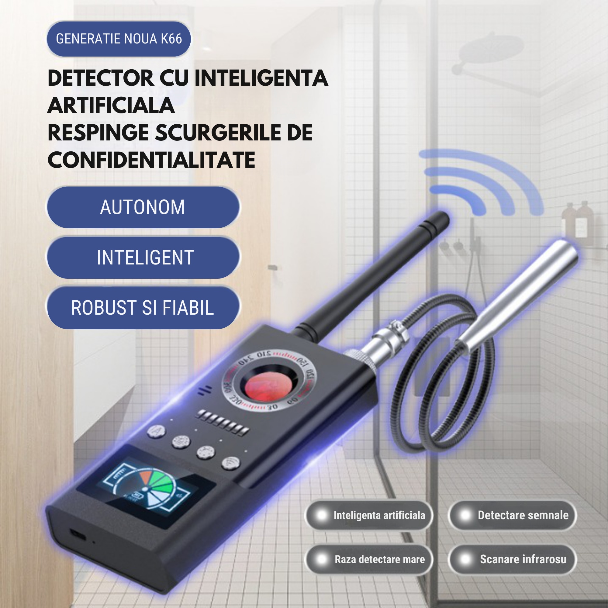 Detector aparate si dispozitive de spionaj multifunctional, model K66 ...