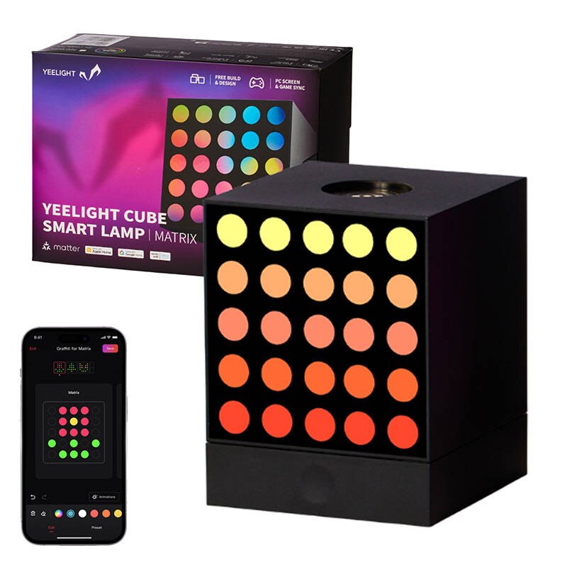Panou de lumini gaming, Yeelight Smart Cube Light Matrix, 75 x 75 x 75 ...