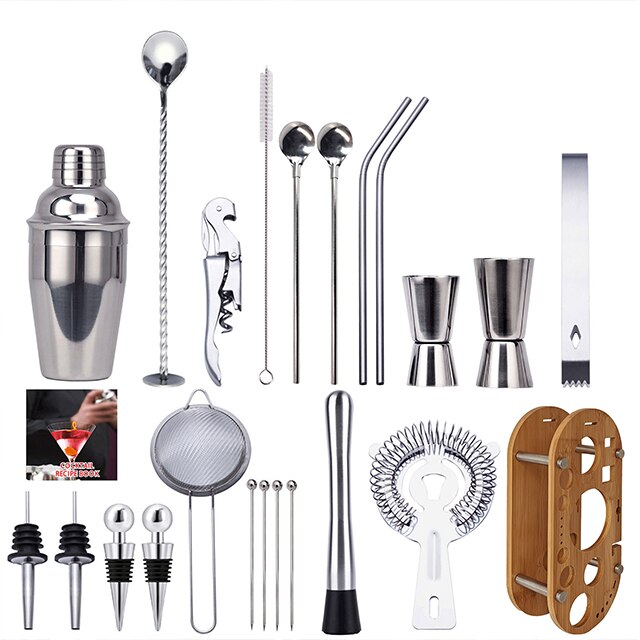 Комплект за барман, Tebnaild, неръждаема стомана, 23 части, сребро ...