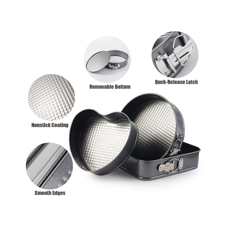 Set 3 Tavi pentru Copt cu Forme Inima/Rotunda/Patrata si Baza ...