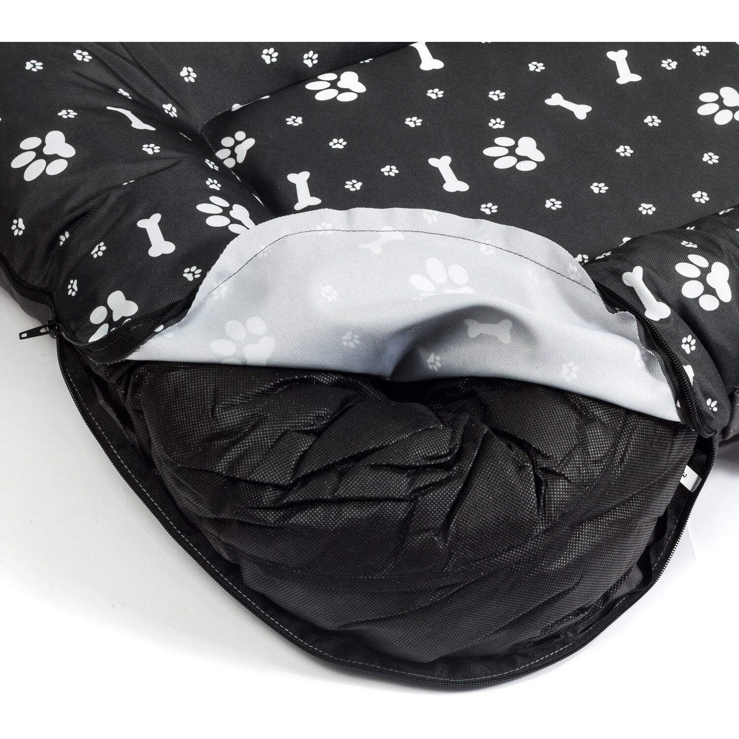 Pat pentru caini si pisici, XXL 120 x 90 x 15 cm, negru, imitatie de in ...