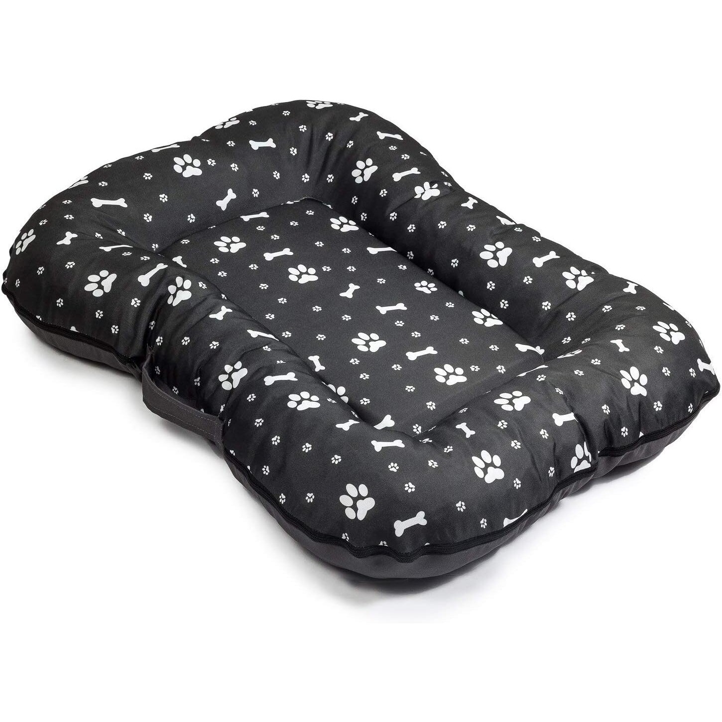 Pat pentru caini si pisici, XXL 120 x 90 x 15 cm, negru, imitatie de in ...