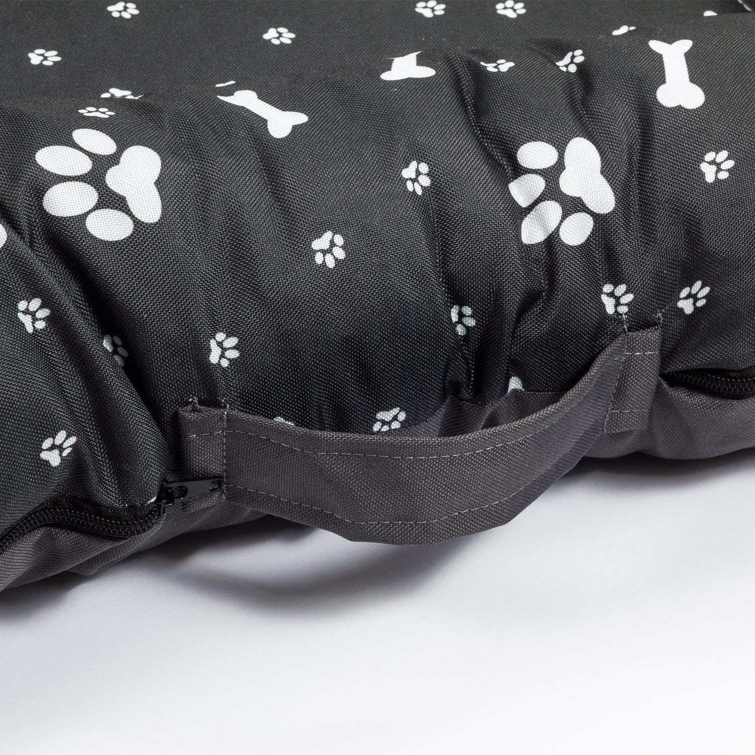 Pat pentru caini si pisici, XXL 120 x 90 x 15 cm, negru, imitatie de in ...