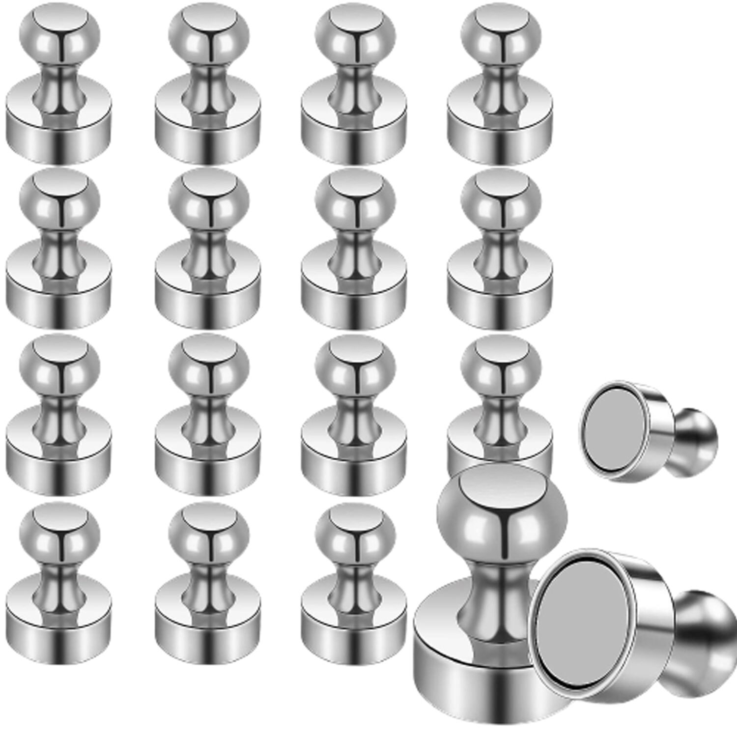 Set 18 buc Magneti neodim discuri 12 x 16 mm, Cafuneplus®, Argintiu ...