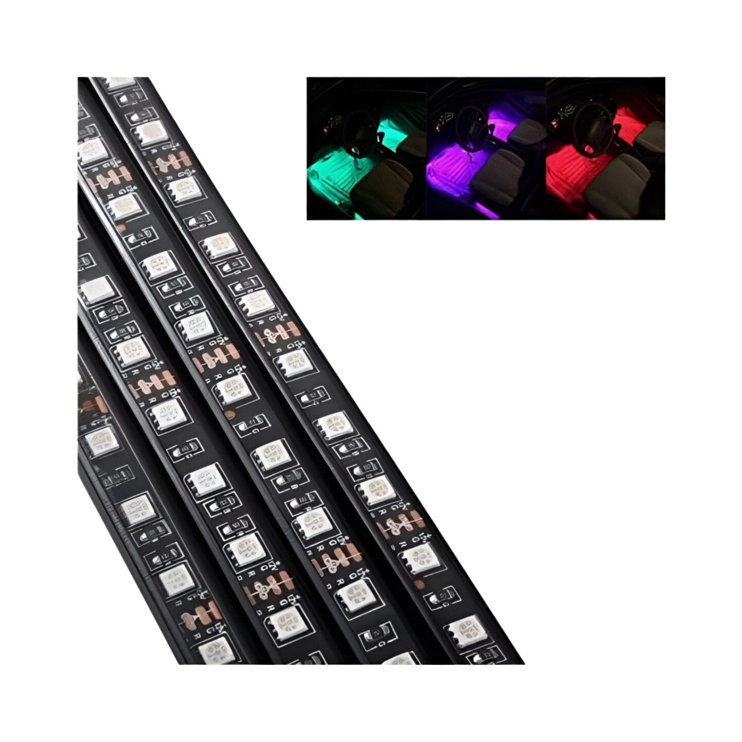 Set 4 lumini ambientale auto, Intensitate reglabila, Interfata USB ...