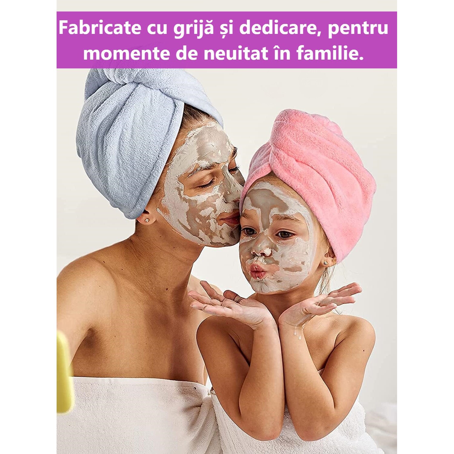 Prosoape din microfibra pentru uscarea rapida si eficienta a parului, cu nasture de prindere ...