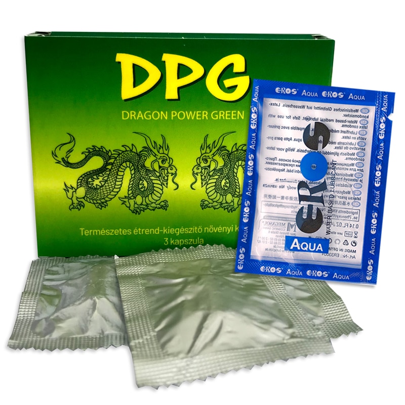 Dragon Power Green DPG potencianövelő 3 kapszula és Eros Aqua síkosító ...