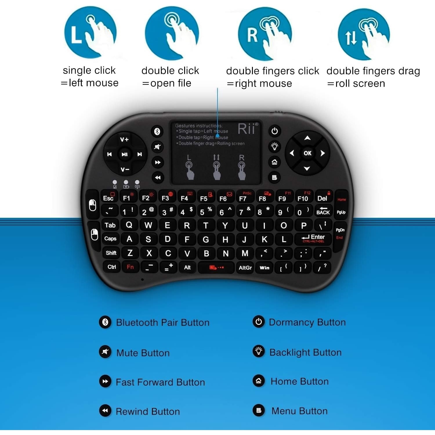 Mini tastatura wireless, longziming, Bluetooth, Negru - eMAG.ro
