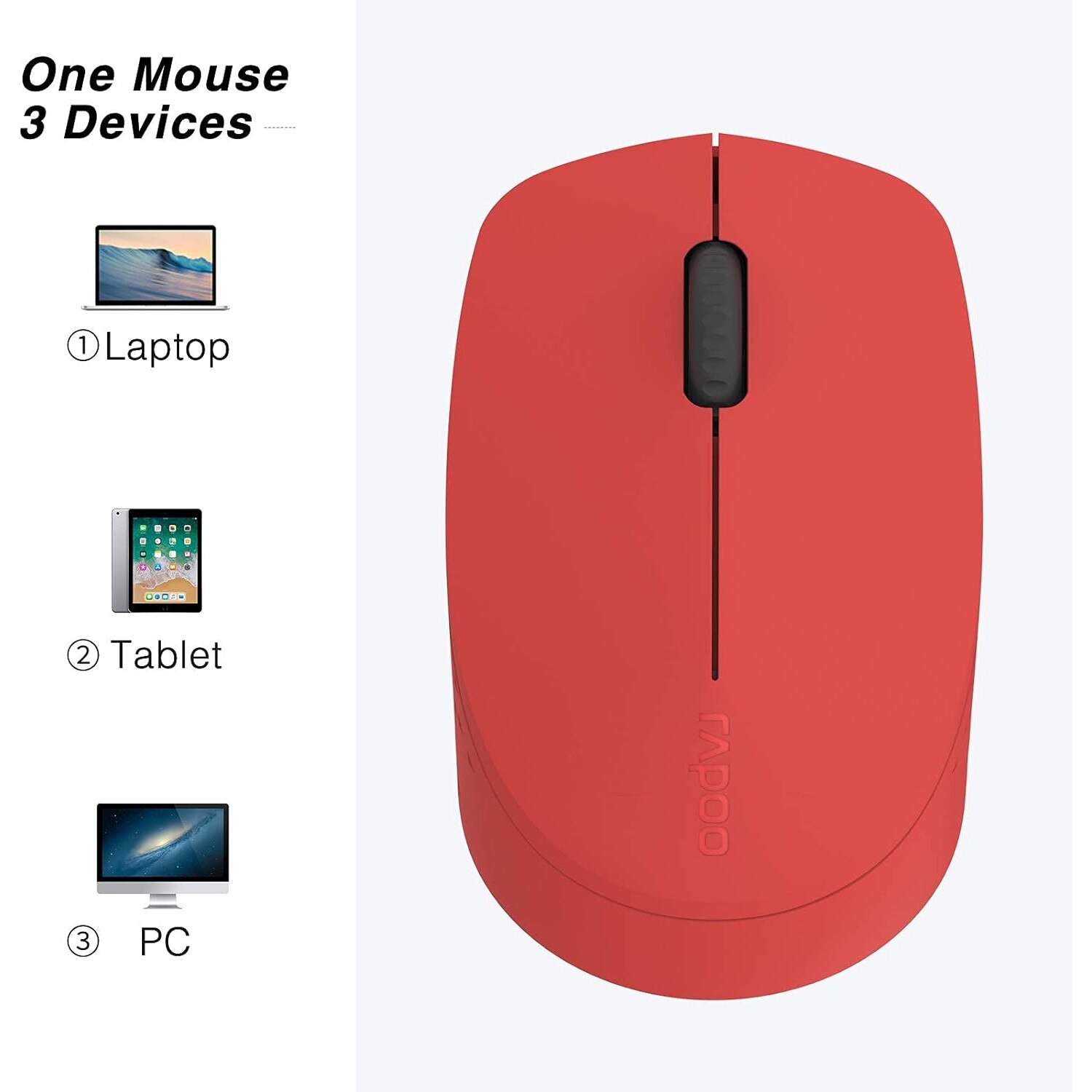 Mouse silentios, longziming, Bluetooth, Rosu/ Negru - eMAG.ro