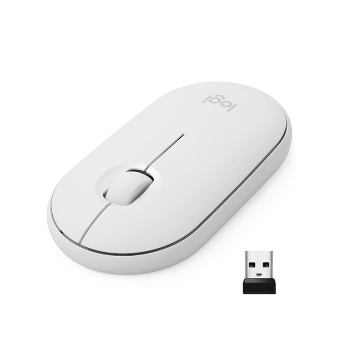 Mouse wireless silentios Logitech, 1000-1150 DPI, alb, 10m - eMAG.ro