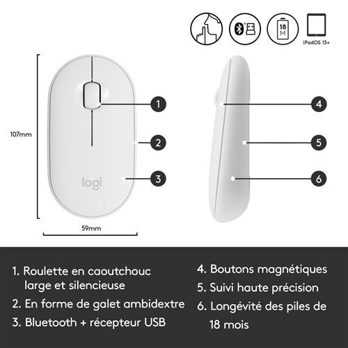 Mouse silentios fara fir, Logitech, 150 DPI, Alb - eMAG.ro