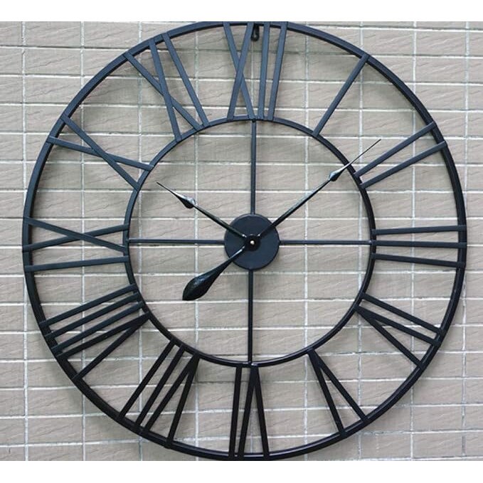 Ceas Clasic Elegant, cifre romane, metal, diametru 46 cm, Negru - eMAG.ro
