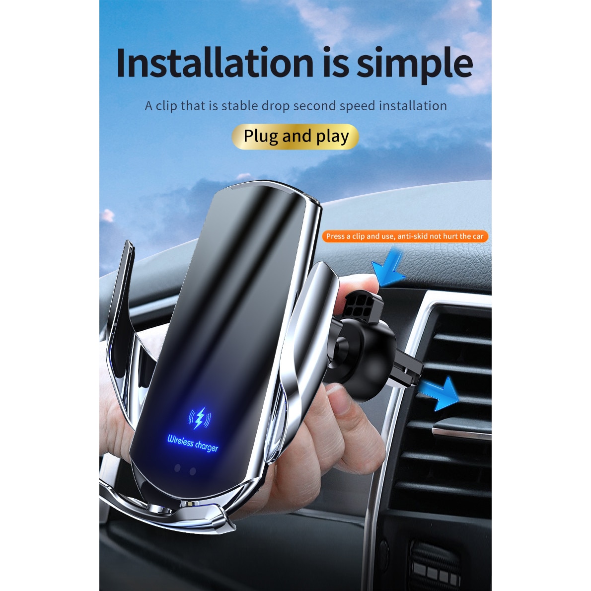 Стойка за телефон с безжично зарядно, 15W, Fast Wireless Charger ...