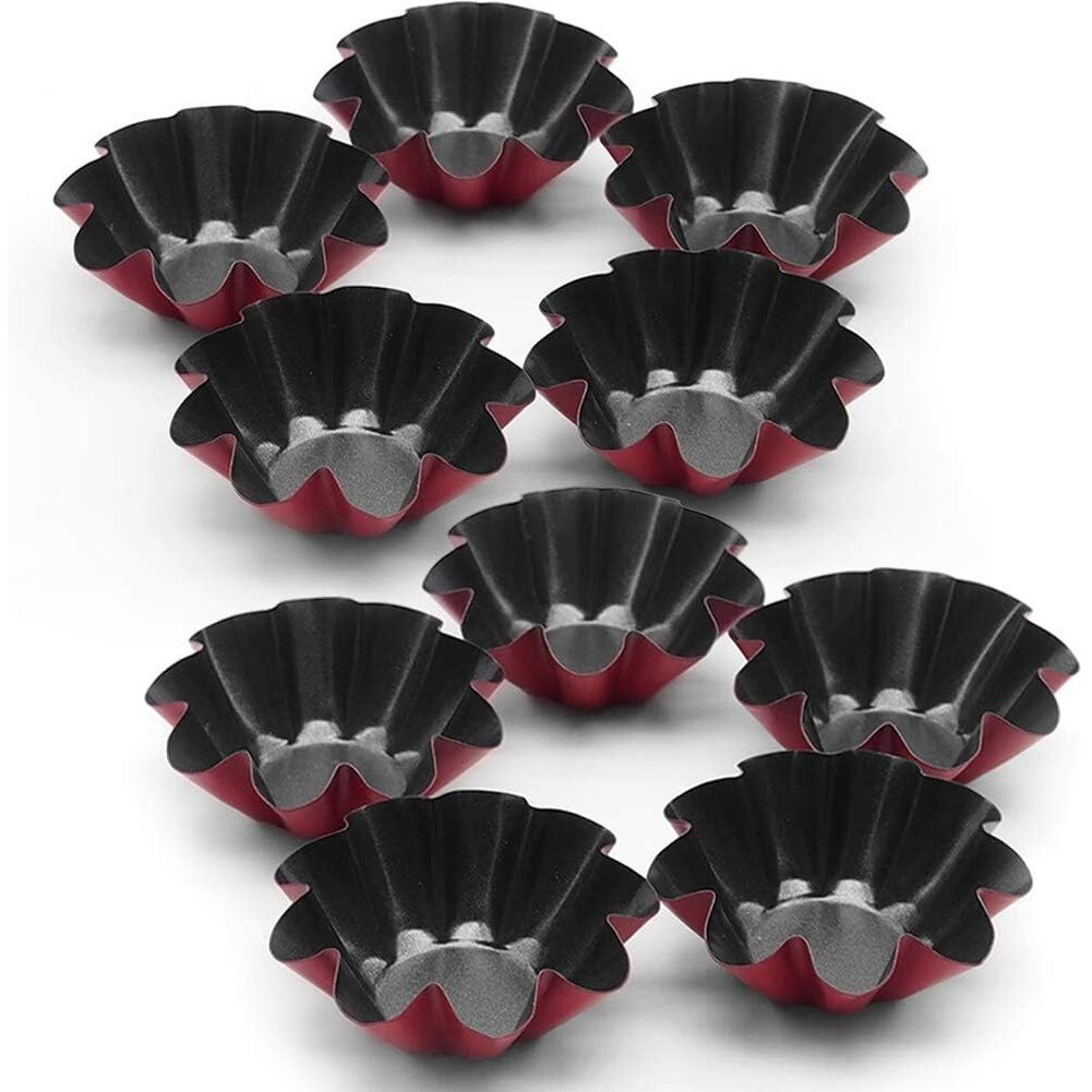 Комплект от 10 форми за тарт, KkvoGmle, въглеродна стомана, червено ...