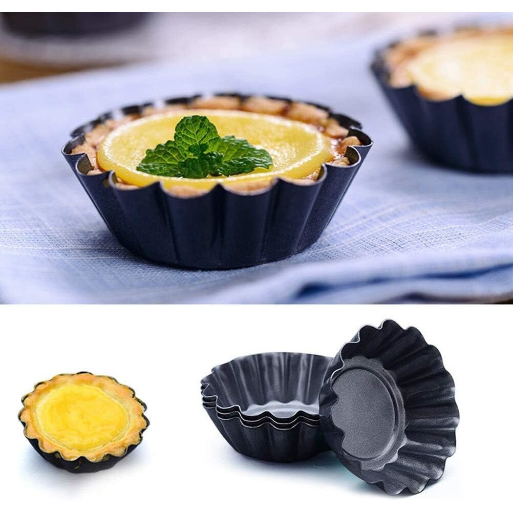 Set 8 forme tarte, KkvoGmle, Otel carbon, Negru - eMAG.ro