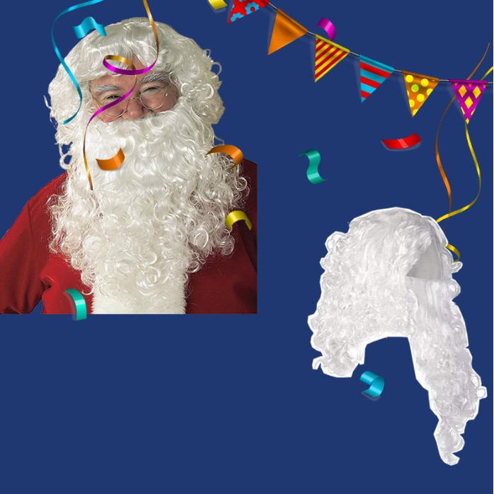 Barba tip peruca, Mos Craciun, Alb - eMAG.ro