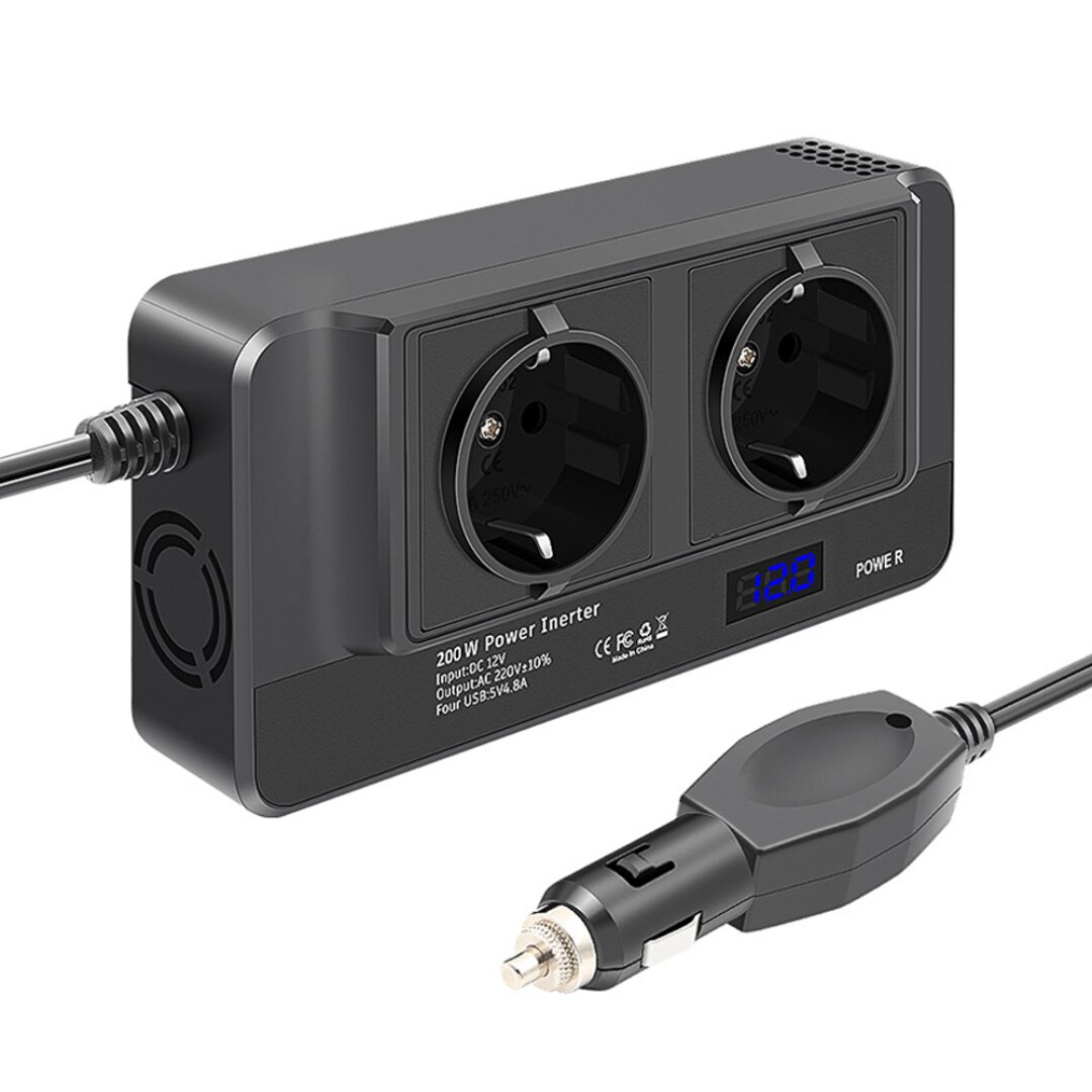 Invertor de Tensiune de la Priza Auto 12V la Priza EU Dubla 230V ...