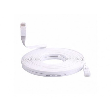 Cablu UTP Retea DeTech, Alb, Format Plat Flexibil Cat6, 10m Lungime ...