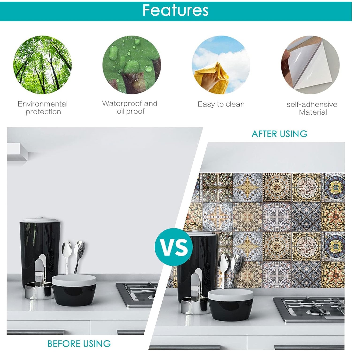 Set 20 sabloane decorative, Sunmostar, PVC, pentru bucatarie - eMAG.ro