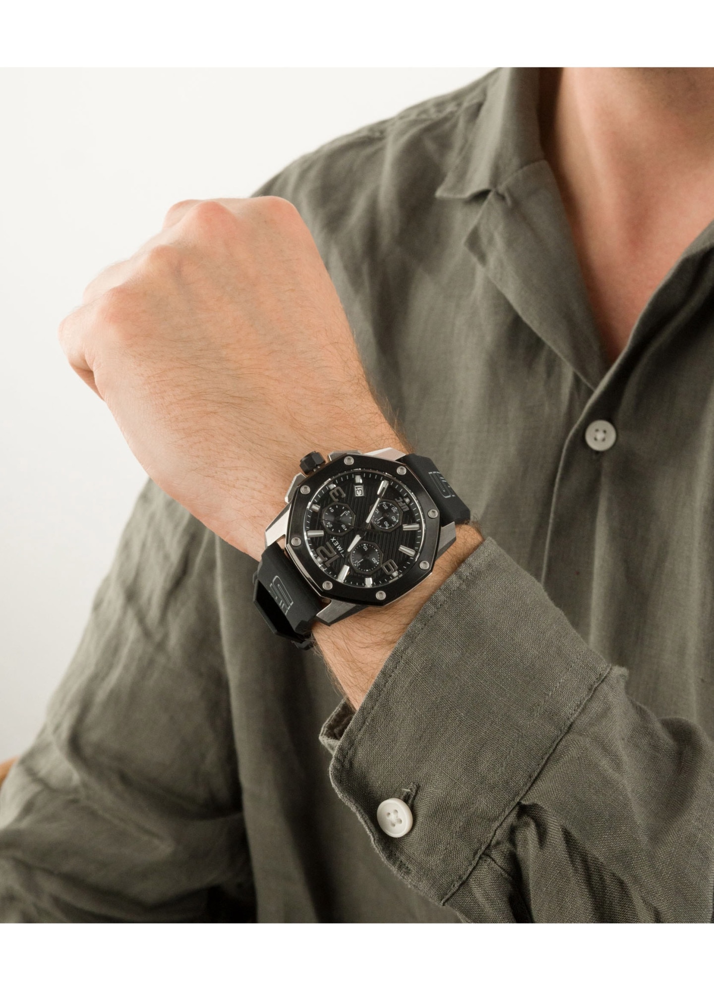 Ceas barbatesc UFC Icon Chrnonograph, Timex, Inox/Silicon, Negru ...