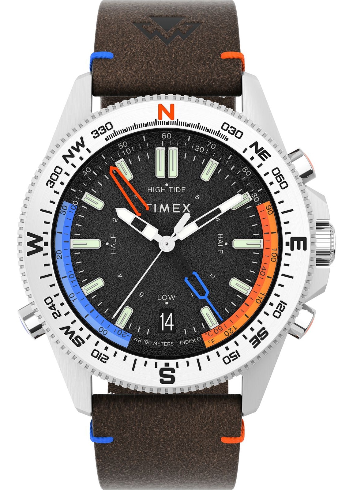 Ceas barbati Expedition North Tide, Timex, Inox/Piele naturala, Maro ...