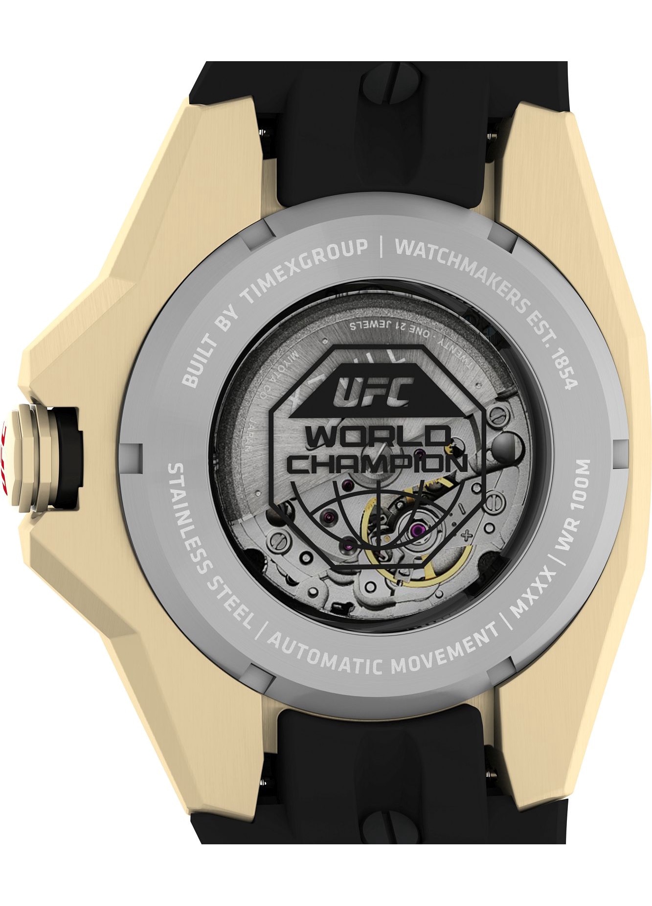 Ceas barbati UFC Street Pro Automatic, Timex, Inox/Silicon, Negru/Auriu ...