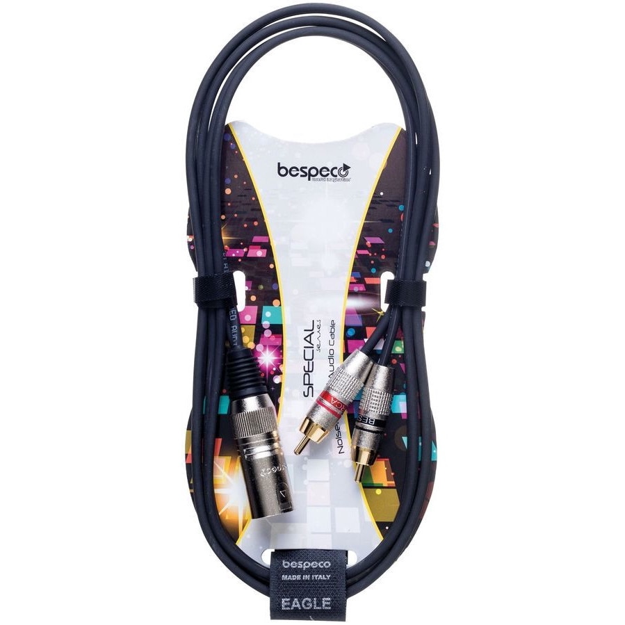 Cablu audio, Bespeco, 1.5 m, RCA, Negru - eMAG.ro