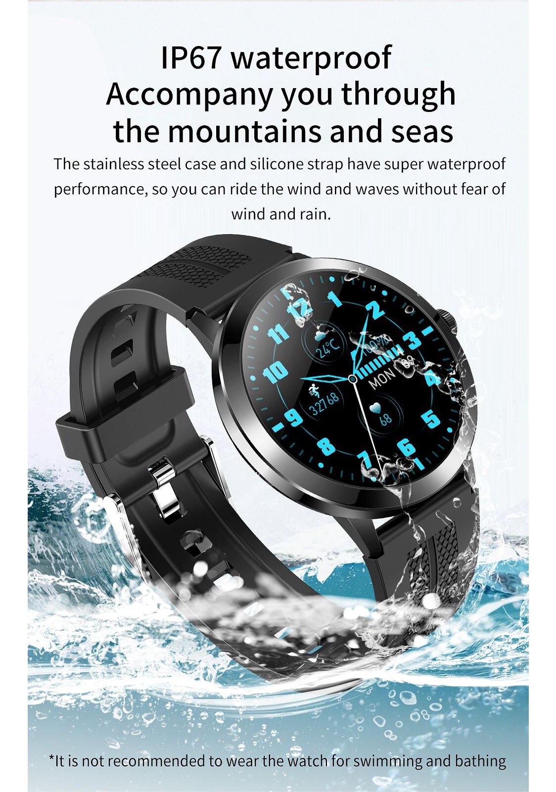 Smartwatch, Pacific, Rezistent la apa, Silicon, Kaki - eMAG.ro