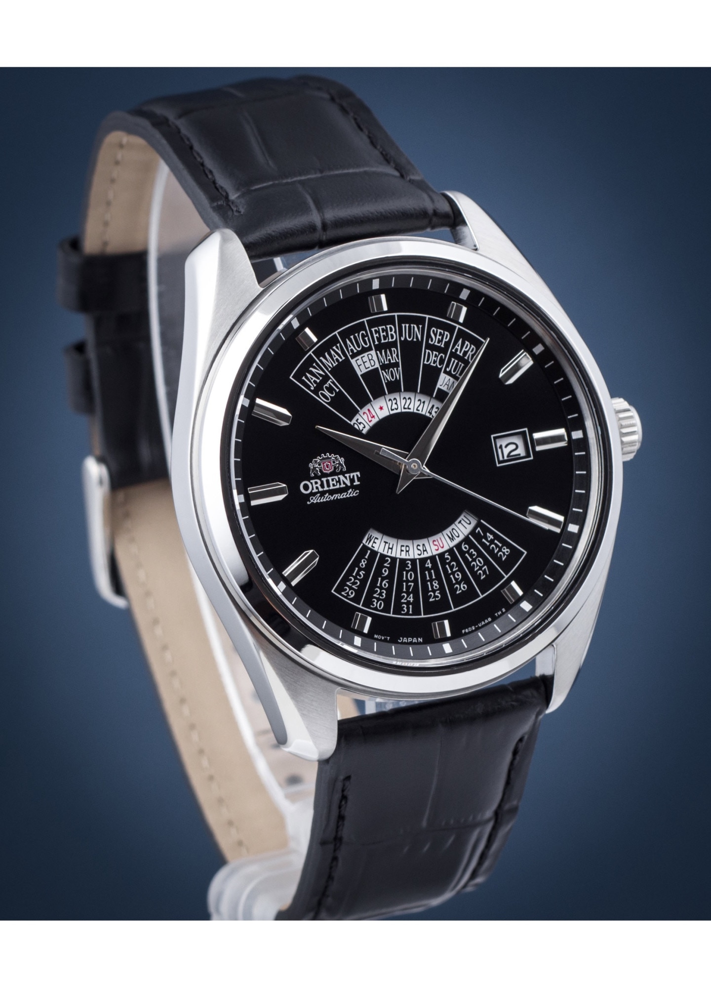 Ceas barbati, Orient, Automatic, Afisare data, Inox/Piele naturala ...