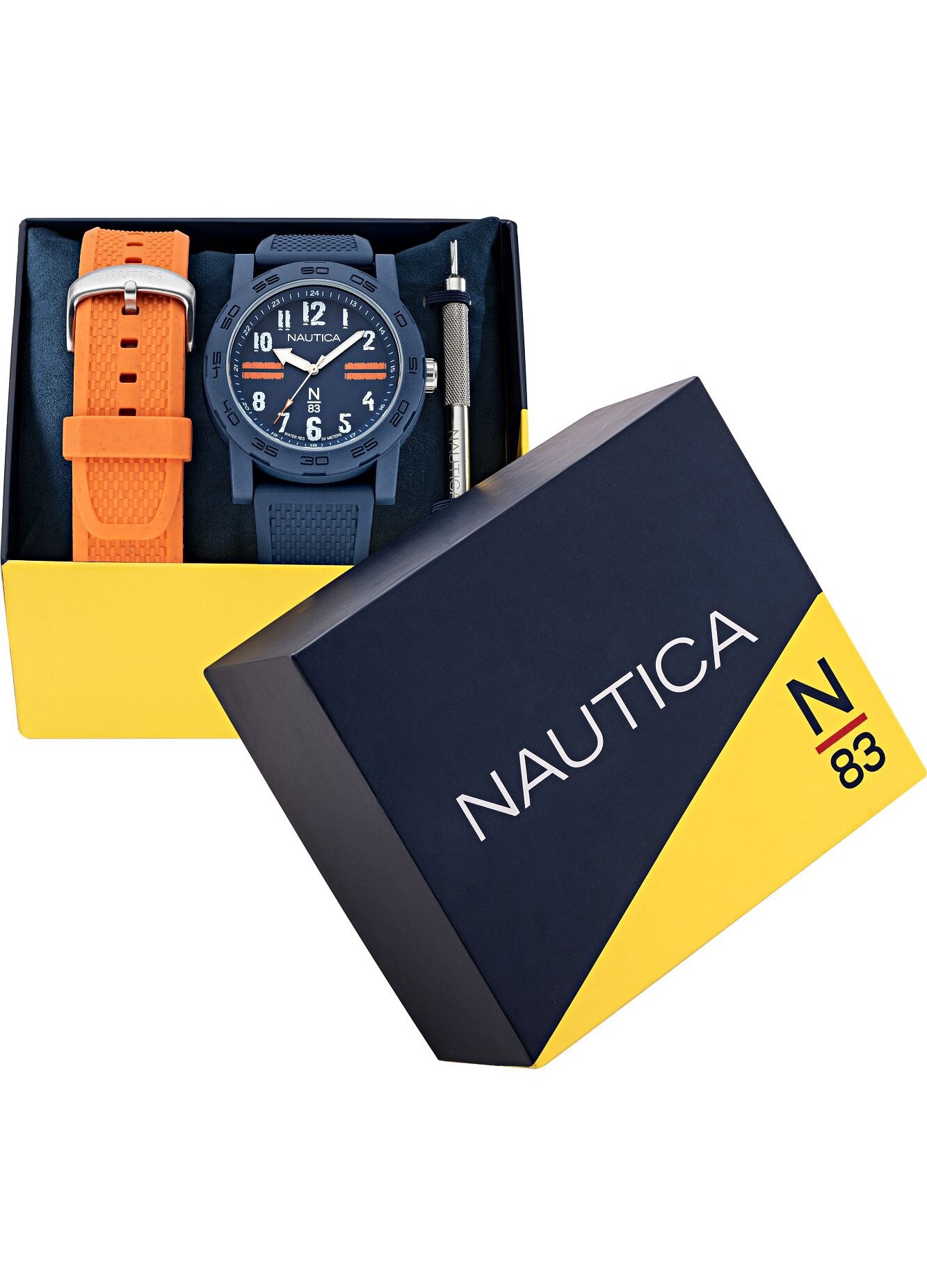 Ceas barbati, Nautica, 5 ATM, Curea rezerva inclusa, Ceramica ...