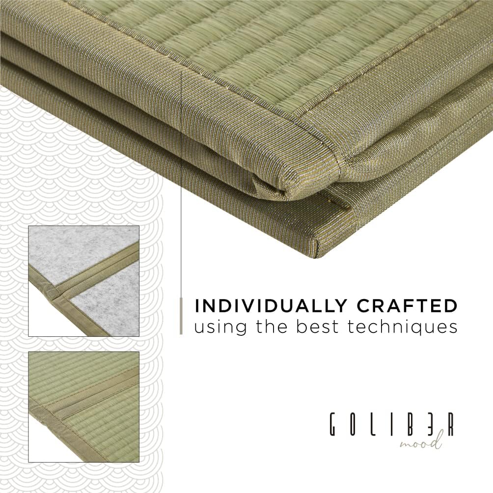 Pat japonez traditional Tatami, 190x100x1.5 cm, iarba naturala si spuma ...