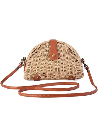 Geanta de umar vara, plaja, handwoven, rafie, maro deschis - eMAG.ro