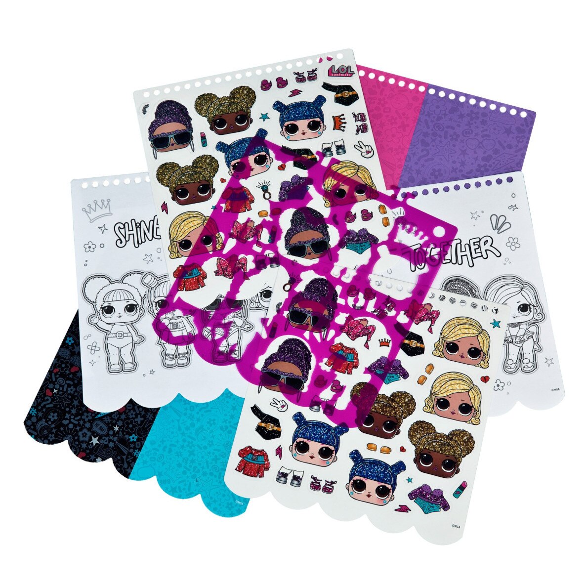 Carte de colorat cu sabloane, Undercover, Model Lol Surprise ...