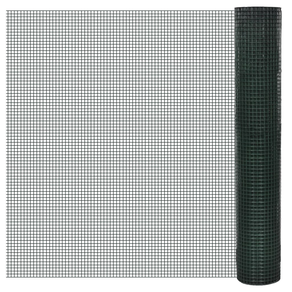 Plasa de sarma gaini vidaXL, verde, 25 x 1 m, otel galvanizat cu PVC 8. ...
