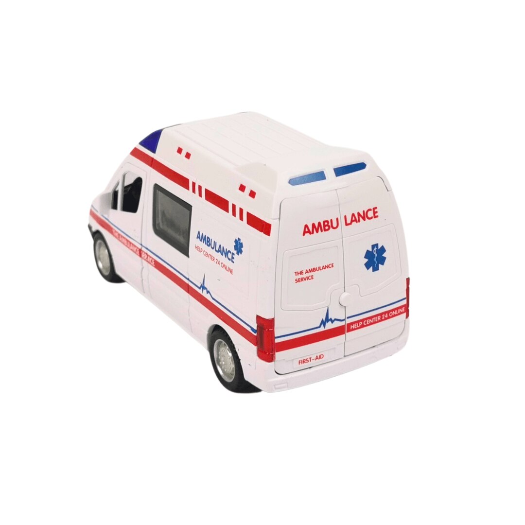 Ambulanta jucarie copii, Metal, Cu sunet si lumini, Alb - eMAG.ro