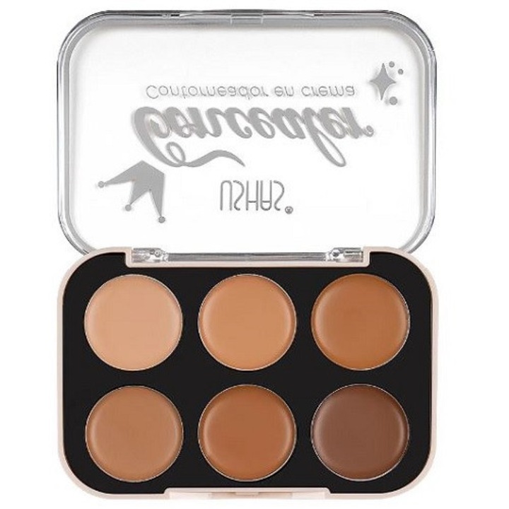 Trusa machiaj contur fata, Ushas, Concealer, 6 corectoare, 02 - eMAG.ro