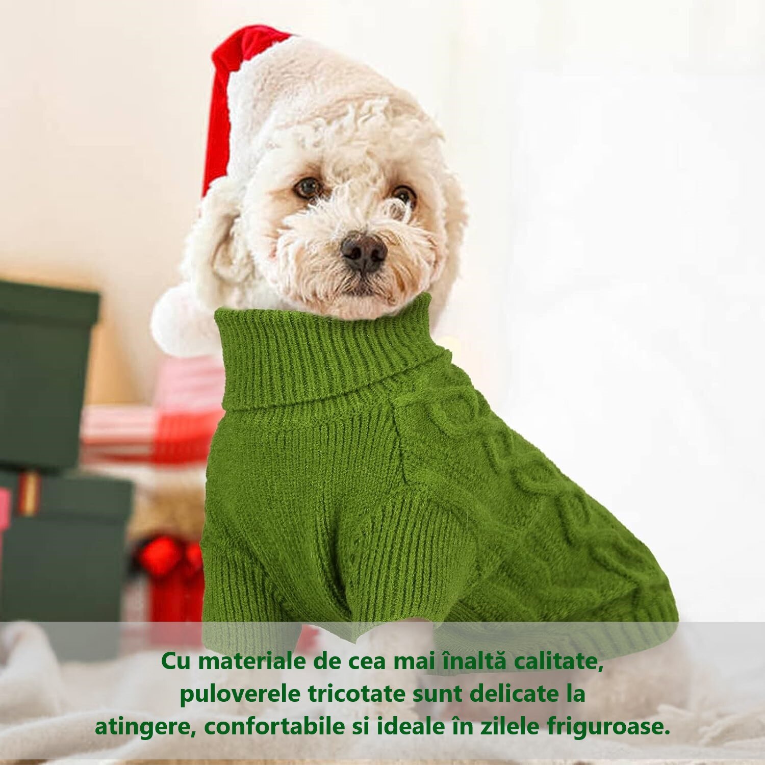 Pulover tricotat pentru caini si pisici, confortabil pentru animale de ...