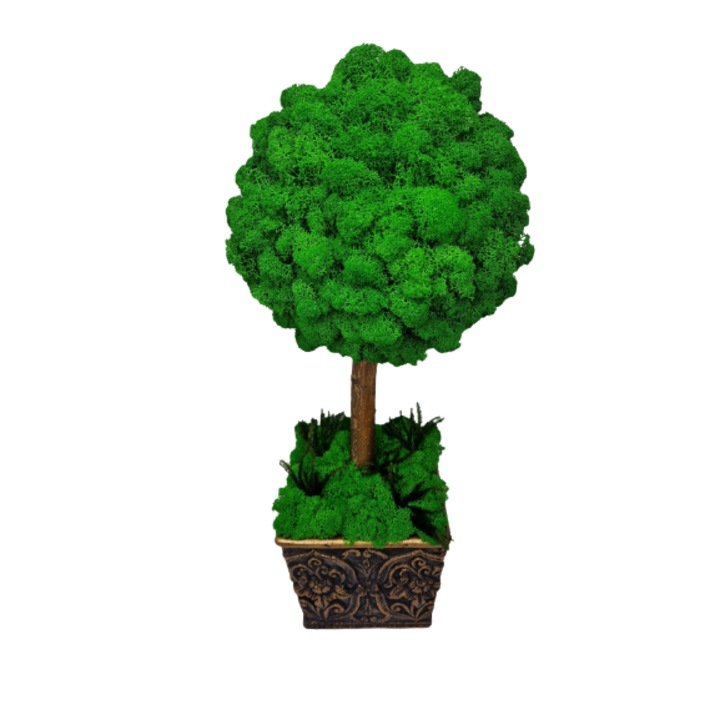 Copacel din licheni, Forest Tree, verde smarald, 40 cm, Moss&Petal by ...