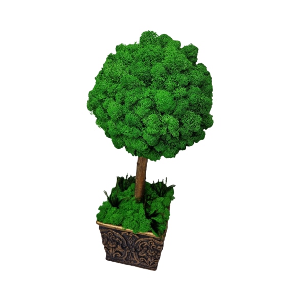 Copacel din licheni, Forest Tree, verde smarald, 40 cm, Moss&Petal by ...