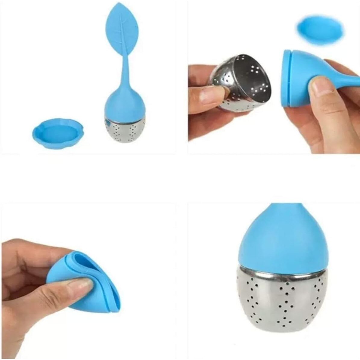 Infuzor pentru ceai, Sunmostar, Silicon/Inox, Albastru, 2 bucati - eMAG.ro
