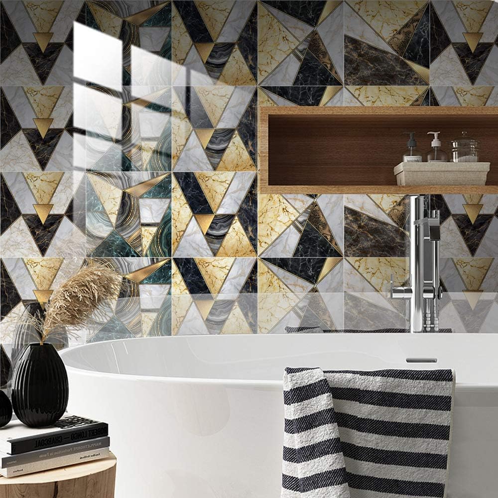 Set 10 placi decorative, Sunmostar, autocolant, pentru baie si ...