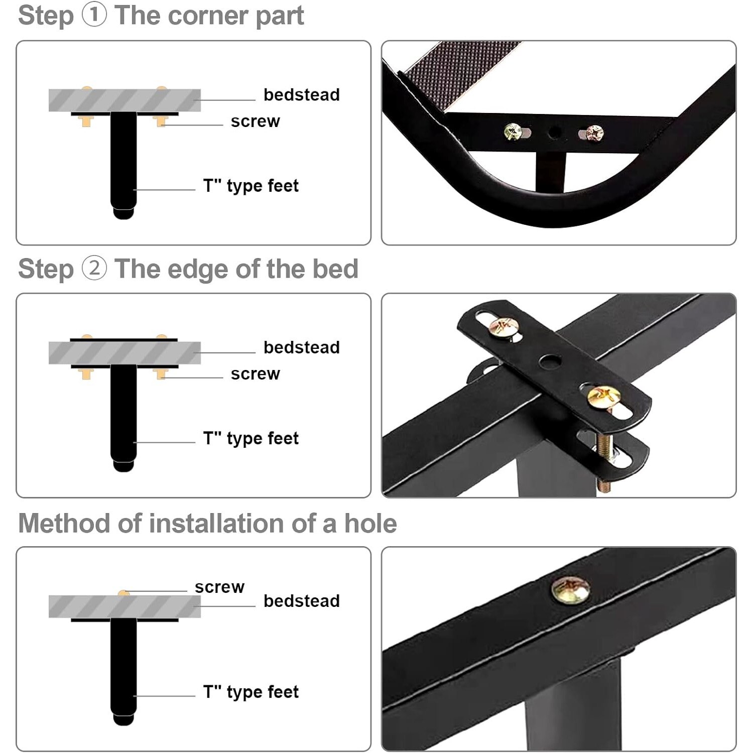 Picioare reglabile pentru pat, Metal, 6 buc, Negru - eMAG.ro