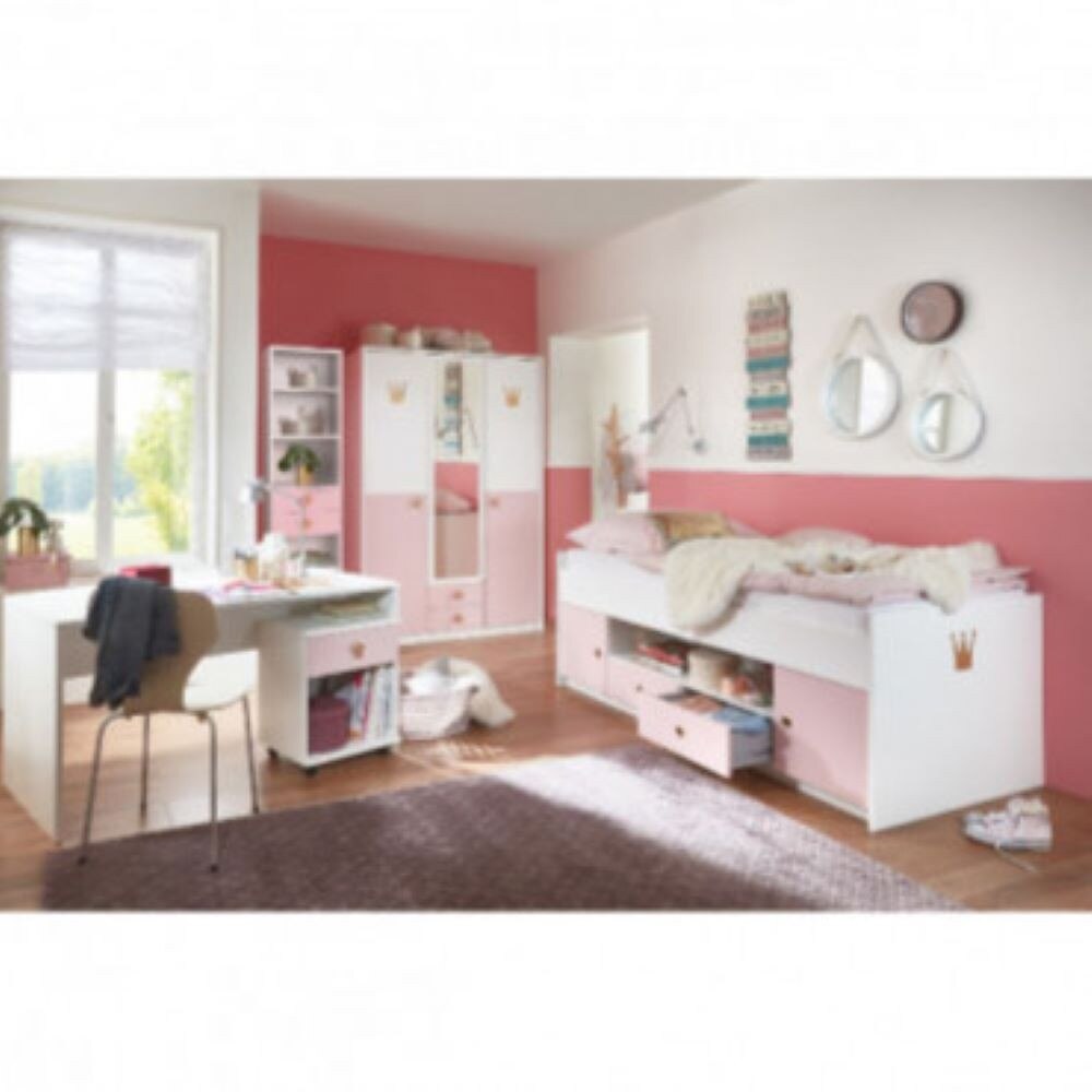 Dulap CAL, PAL, alb + roz, 139x58x199 cm - eMAG.ro