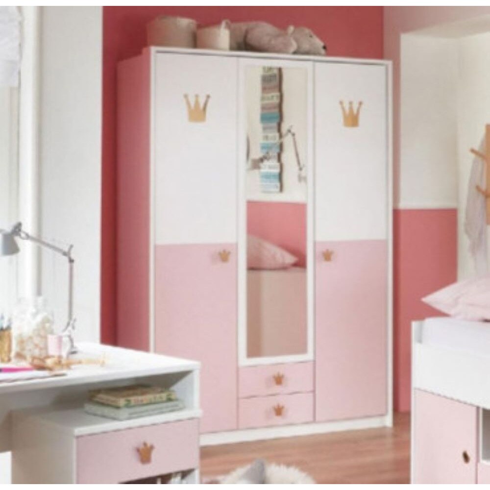 Dulap CAL, PAL, alb + roz, 139x58x199 cm - eMAG.ro