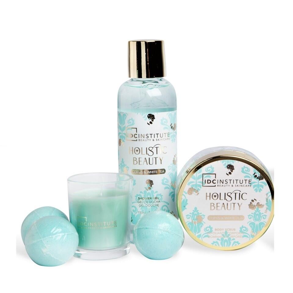 Set gel dus, spuma baie, lotiune corp, exfoliant, 3 bile solubile de ...