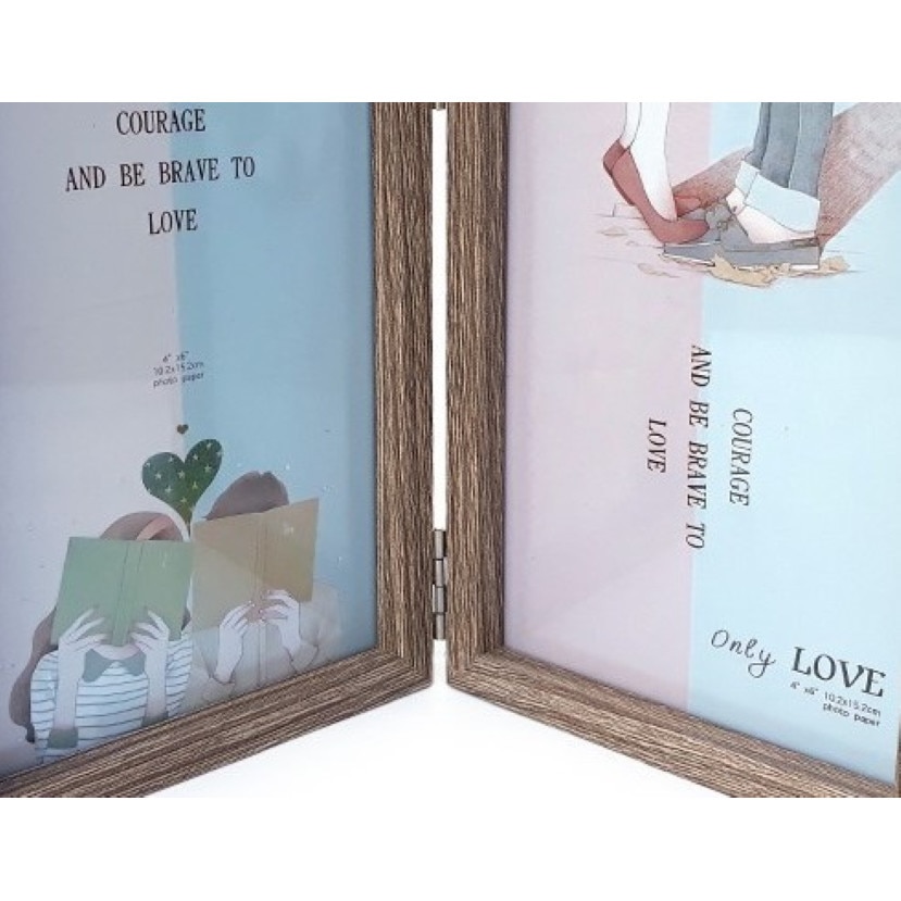 Rama Foto Dubla, Lemn, 23x17cm, poze 10x15cm, Maro - eMAG.ro