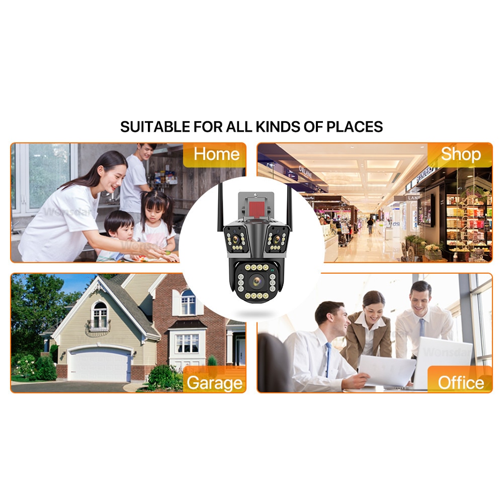 Camera Tripla de Supraveghere Profesionala Wi-Fi, PTZ, TSS-JT3-W, 2k/5K ...