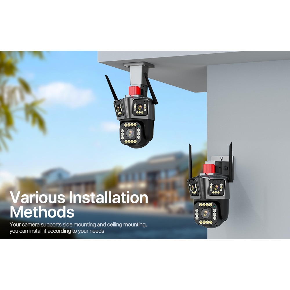 Camera Tripla de Supraveghere Profesionala Wi-Fi, PTZ, TSS-JT3-W, 2k/5K ...