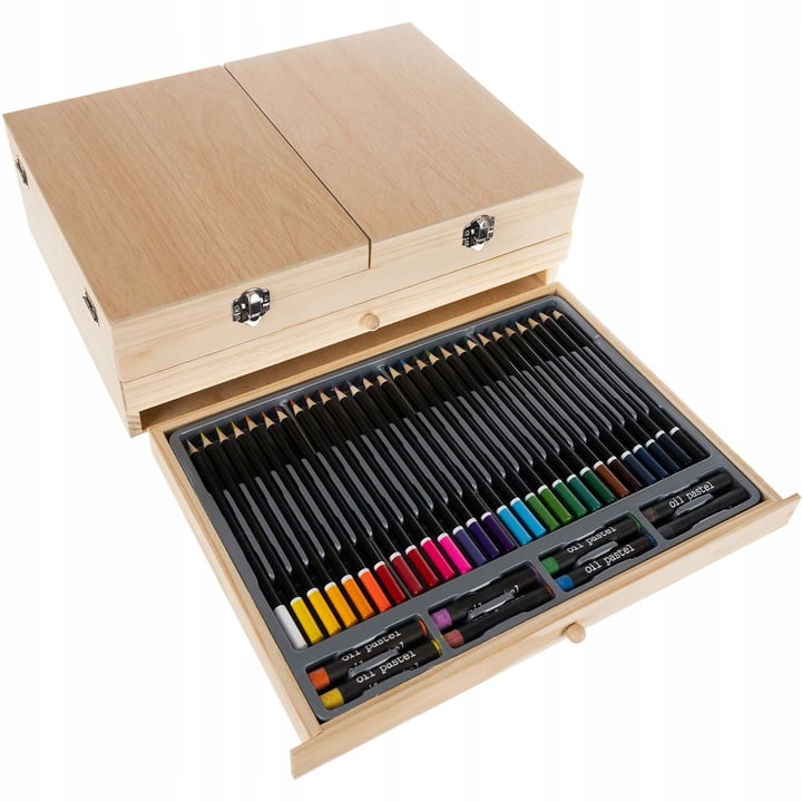 Set pictura si desen, trusa lemn, 83 piese, 26.5 x 11 x 35 cm - eMAG.ro
