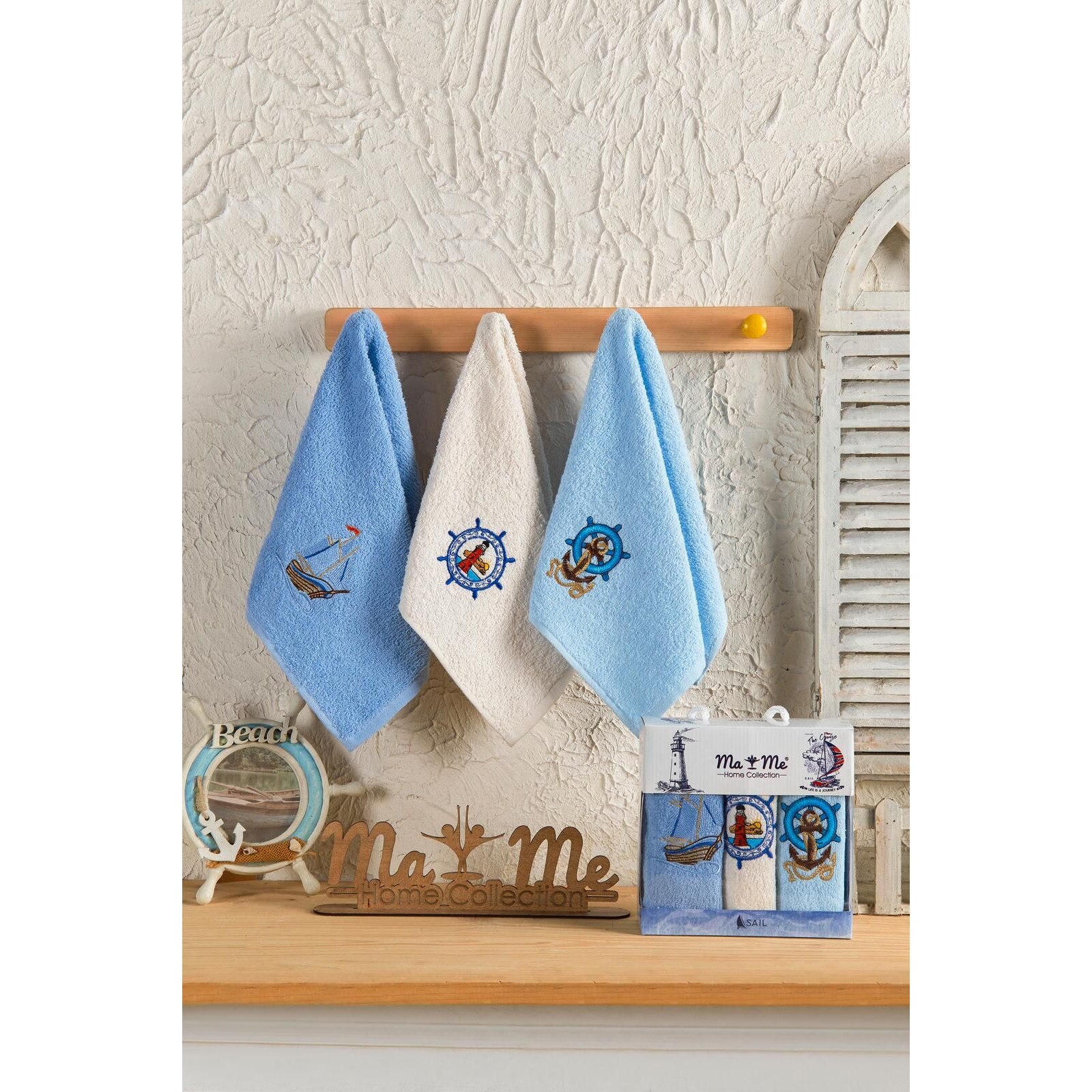 Set 3 Prosoape de bucatarie, Bumbac 100%, 30x50 cm, Marin, Cotton Box ...